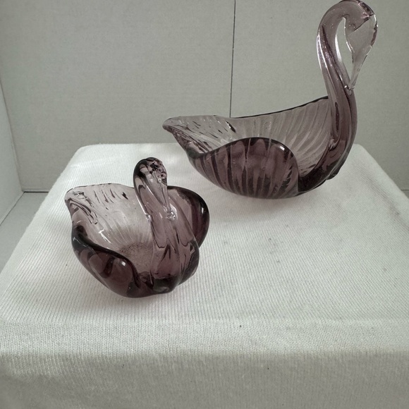 Accents | Vtg Pair Art Deco Swans Smokey Purple Color See Photos | Poshmark